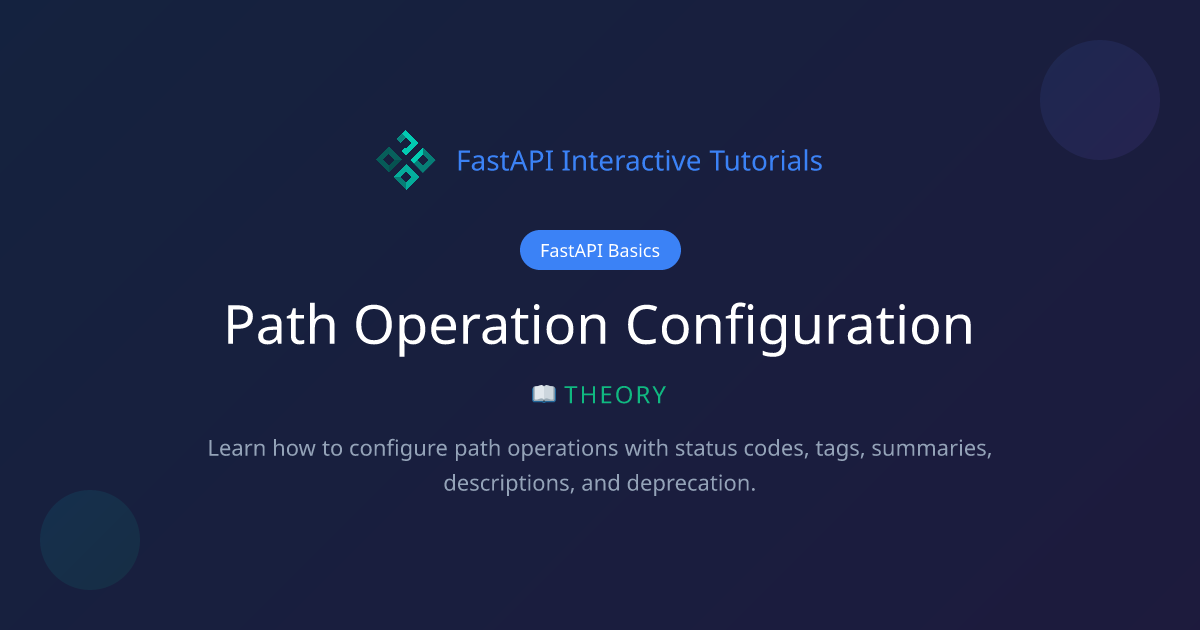 Path Operation Configuration - Theory | FastAPI Basics | FastAPI Tutorial