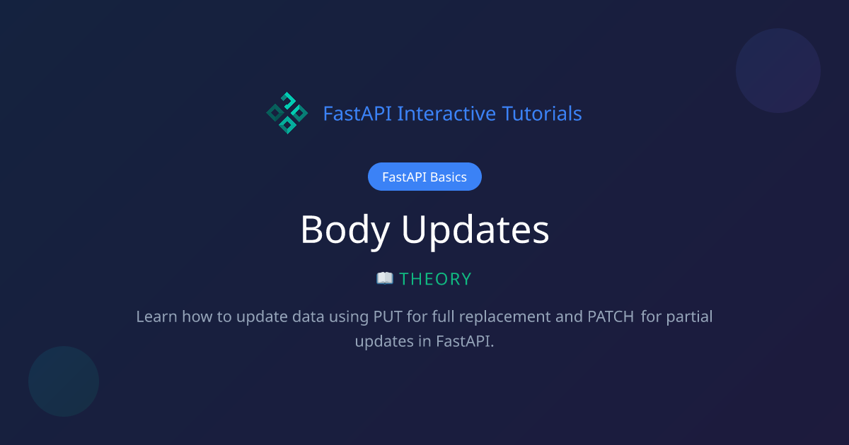 Body - Updates - Theory | FastAPI Basics | FastAPI Tutorial