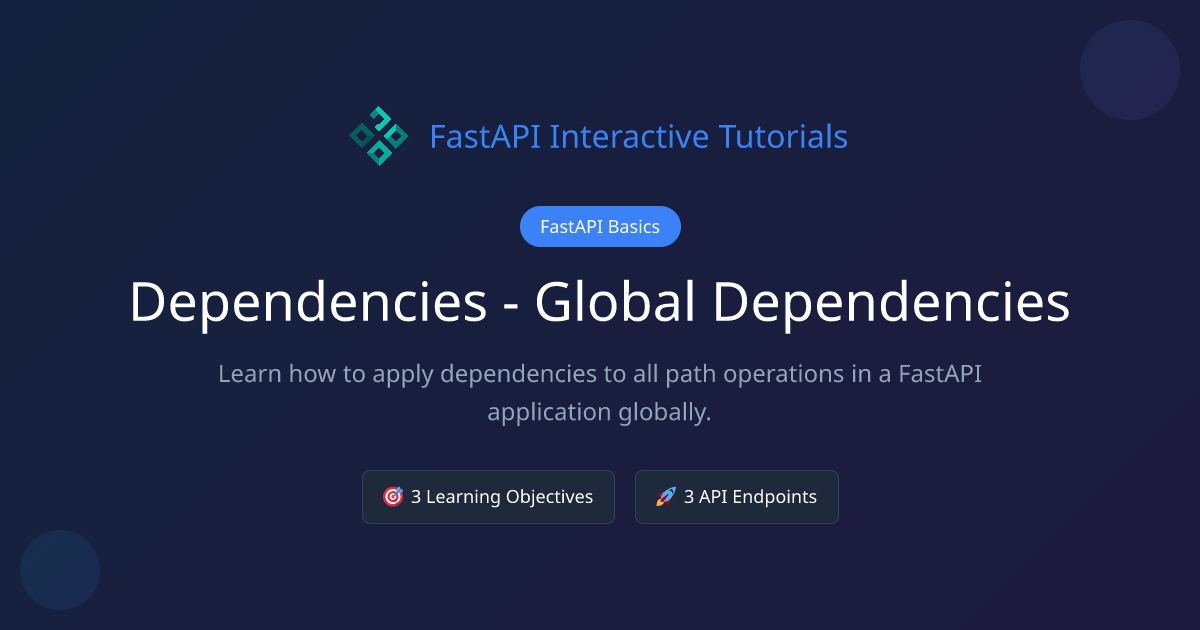 Dependencies - Global Dependencies | FastAPI Basics | FastAPI Tutorial