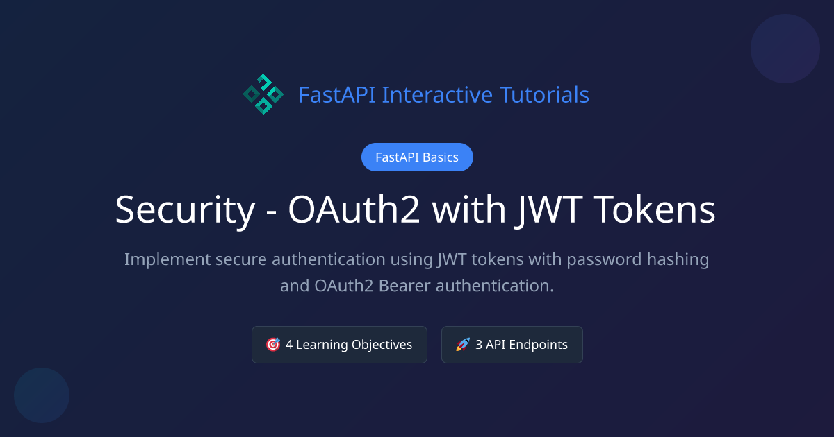 Security - OAuth2 with JWT Tokens | FastAPI Basics | FastAPI Tutorial