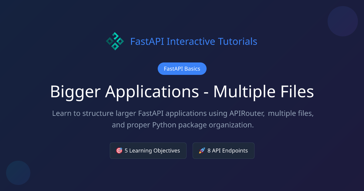 Bigger Applications - Multiple Files | FastAPI Basics | FastAPI Tutorial